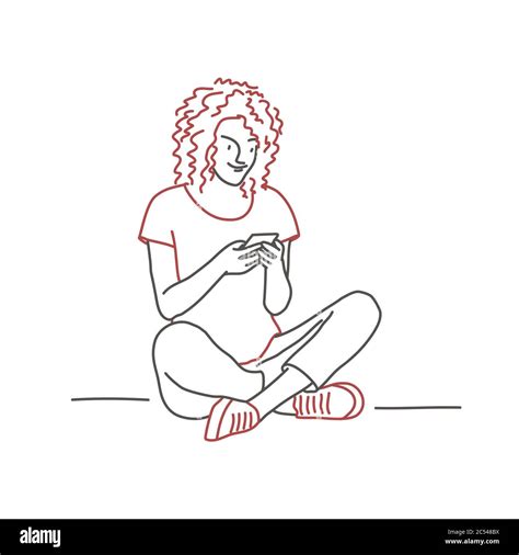 Girl Sitting Cross Legged Drawing