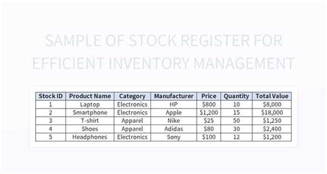 Sample Of Stock Register For Efficient Inventory Management Excel Template Free Download Pikbest