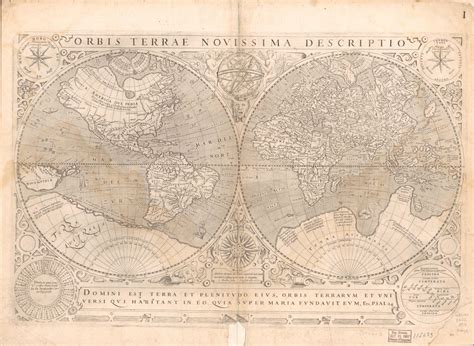 Orbis Terrae Novissima Descriptio From 1602 Old Map Print 155 In X 212 In Relic Map Co