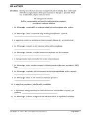 HR410 Individual Activity 1 Docx HR MATCHUP Directions Identify Which Human Resources