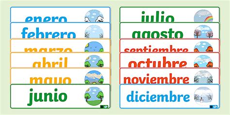 Letreros Los Meses Del Año