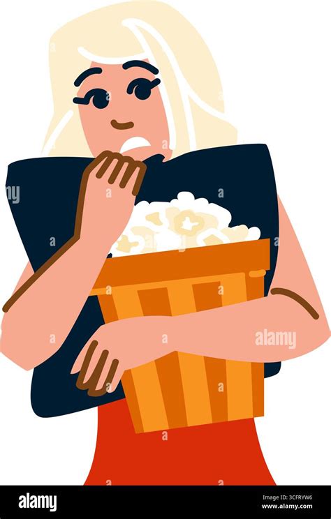 Frightened Girl Watching Horror Movie Stock Vector Images Alamy