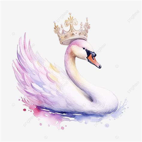 왕관과 함께 수채화 백조 일러스트 Ai 생성 백조 배경 분홍색 Png 일러스트 및 이미지 에 대한 무료 다운로드 Pngtree