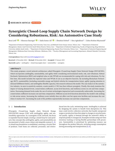 Pdf Synergistic Closed‐loop Supply Chain Network Design By Considering Robustness Risk An