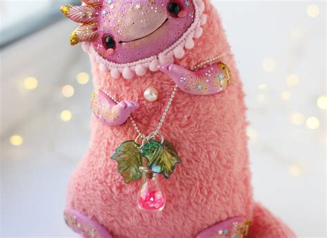 Axalotl Doll Ooak Cute Plush Pink Toy Lizard Doll Original T Etsy