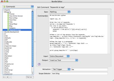 Tags From Keywords In TextMate All This