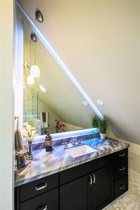 Lighted Mirror For Slanted Ceiling Bathroom
