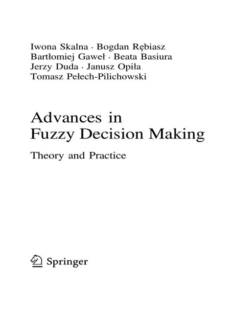 Advances In Fuzzy Decision Making Theory And Practice Pdf Fuzzy