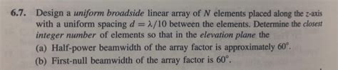 Solved Design A Uniform Broadside Linear Array Of N Chegg