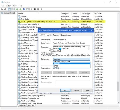 Enable Touch Keyboard And Handwriting Panel Service In Windows 11
