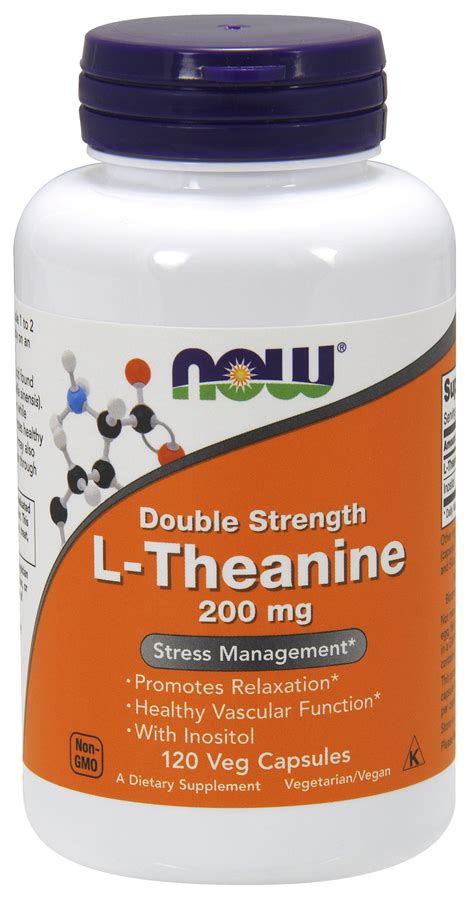 NOW Supplements, L-Theanine 200 mg with Inositol, Stress Management ...