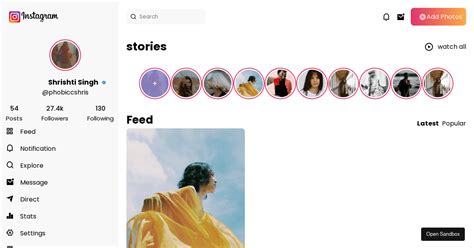 Instagram Clone Using Html And Cssjs Codesandbox