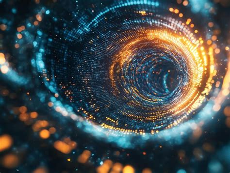 A Cybersecurity Theme Swirling Vortex Of Binary Code And Digital Particles Premium Ai