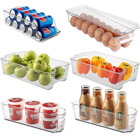 Buy Set Of Refrigerator Organizer Bins Stackable Fridge Organizers For Freezer Kitchen