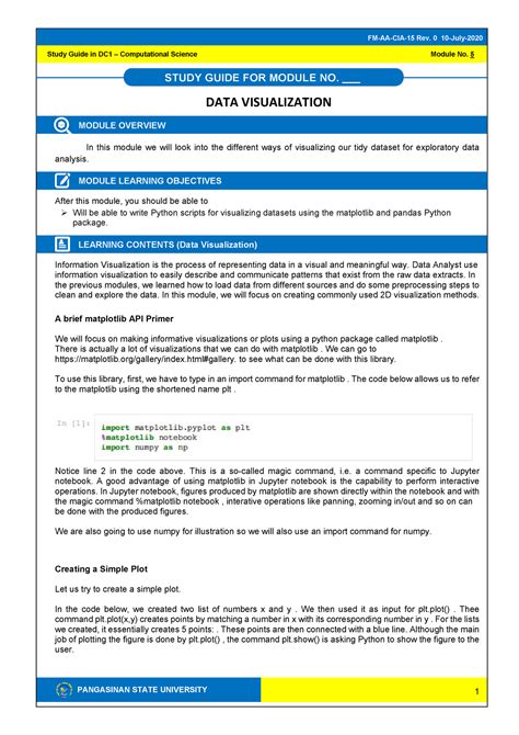 DC Study Guide Python Programming Language PANGASINAN STATE UNIVERSITY Study Guide In