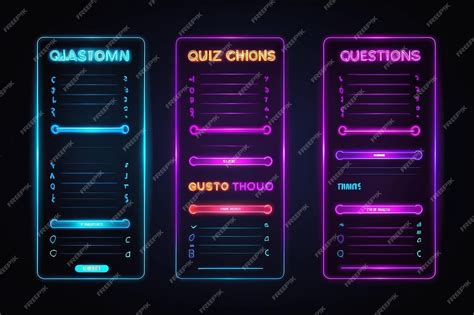 Quiz Questions And Test Menu Choice Neon Template Tv Show Or Trivia