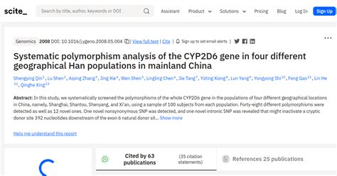 [citation Report] Systematic Polymorphism Analysis Of The Cyp2d6 Gene In Four Different