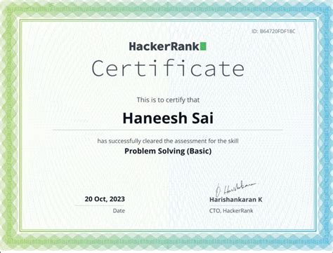 Haneesh Sai On Linkedin Hackerrank Problemsolving Codingskills