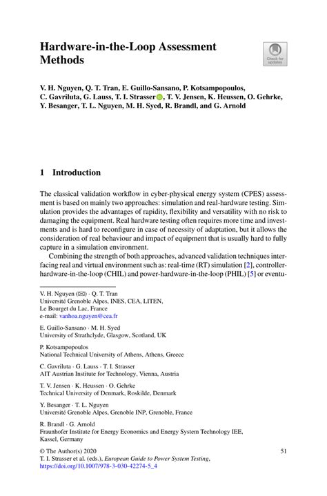 Pdf Hardware In The Loop Assessment Methods