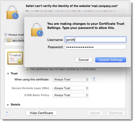 making ssl certificates trusted in safari