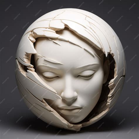 Sculpted Ivory Sphere Meticulously Detailed Deconstructive Face
