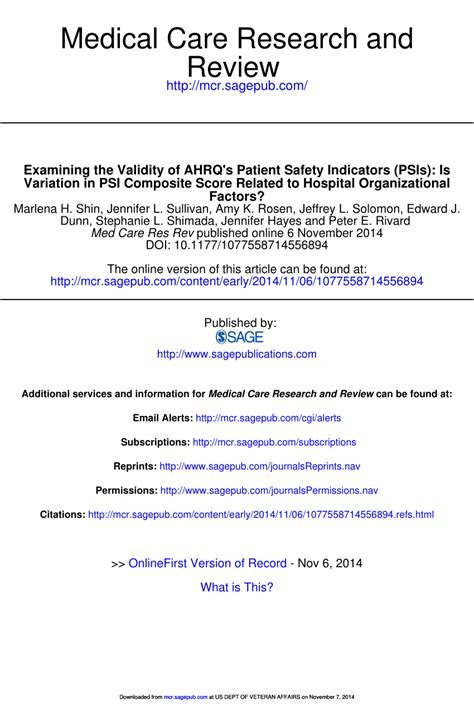 Pdf Examining The Validity Of Ahrqs Patient Safety Indicators Psis Is Variation In Psi