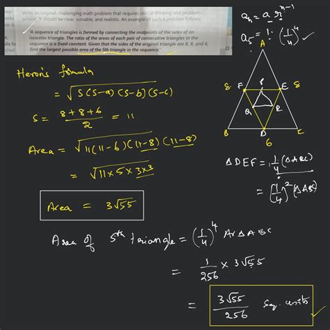 A Sequence Of Triangles Is Formed By Connecting The Midpoints Of The Sid