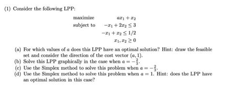 solved 1 consider the following lpp maximize subject to