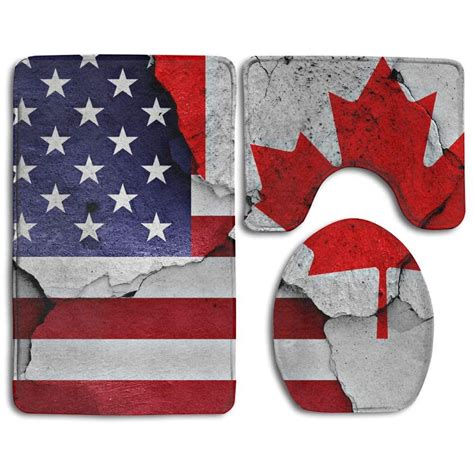PUDMAD American and Canada 3 Piece Bathroom Rugs Set Bath Rug Contour ...