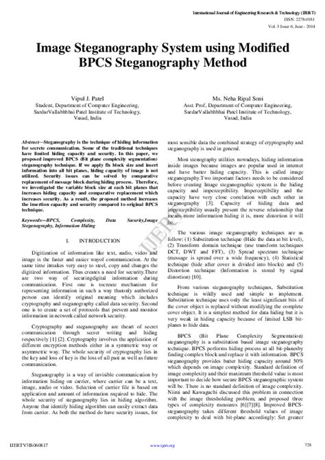 Pdf Ijert Image Steganography System Using Modified Bpcs Steganography Method