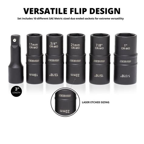 Neiko 02287b 12 Inch Drive Impact Socket Set 6 Pc Impact Flip Socket