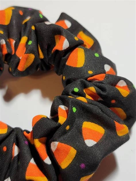 Candy Corn Halloween Scrunchie Halloween Accessory Halloween Hair Tie Full Scrunchies