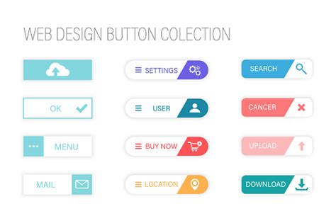 web design buttons colorful button set on white background flat line