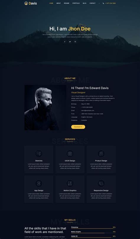 Personal Portfolio Html Website Template Portfolio Web Design Portfolio Template Design