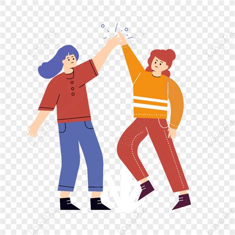 여성 하이 파이브 캐릭터 사회 일러스트 사회의 관계 Png 일러스트 무료 다운로드 Lovepik