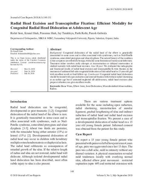 Pdf Radial Head Excision And Transcapitellar Fixation Efficient