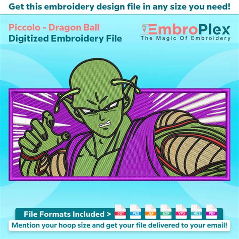 Piccolo From Dragon Ball Embroidery Design File Inspire Uplift