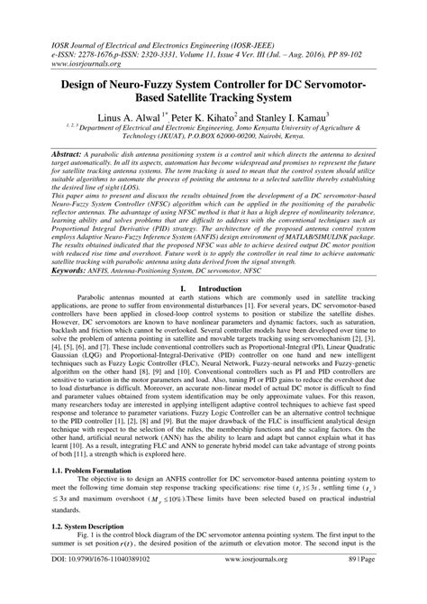 Pdf Design Of Neuro Fuzzy System Controller For Dc Servomotor Based Satellite Tracking System