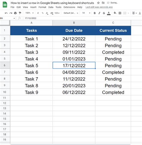 How To Insert A Row In Google Sheets Using Keyboard Shortcuts SpreadCheaters