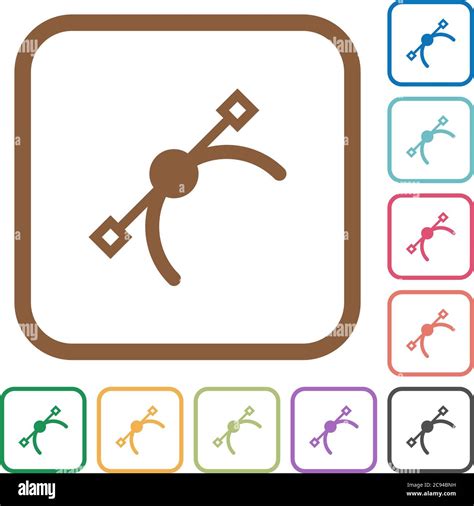 Vector Symbol Simple Icons In Color Rounded Square Frames On White Background Stock Vector Image