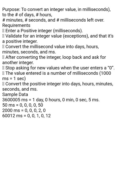 Solved Purpose To Convert An Integer Value In Chegg