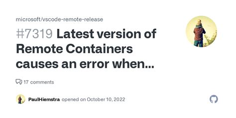 Latest Version Of Remote Containers Causes An Error When Building My