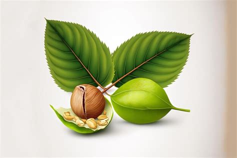 Premium Ai Image A Realistic Picture Of A Hazelnut With Its Shell Removed And Some Fresh Green