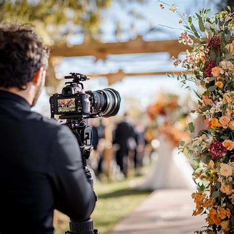 A Videographer Filming A Wedding Ceremony With A Highquality Camera And