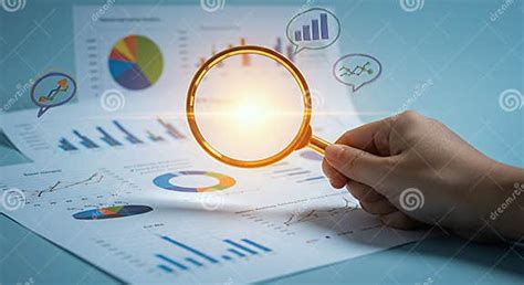 Analyzing Business Data With Magnifying Glass And Charts Stock Illustration Illustration Of