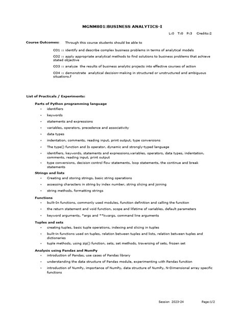 Mgnm801 Syllabus Pdf Parameter Computer Programming Software