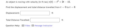 Solved An Object Is Moving With Velocity In Ft Sec V T