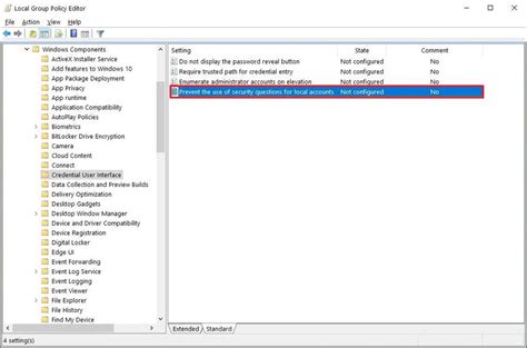 How To Disable Security Questions For Local Accounts On Windows 10