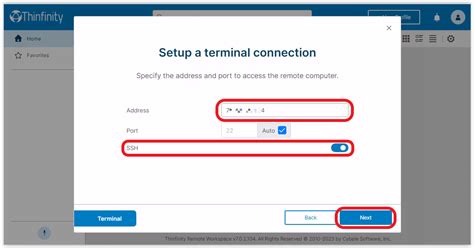 how to create a new ssh secure shell connection in thinfinity workspace