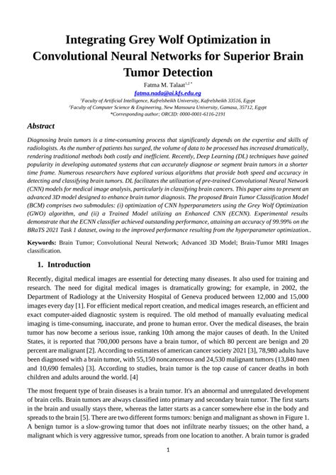 Pdf Integrating Grey Wolf Optimization In Convolutional Neural